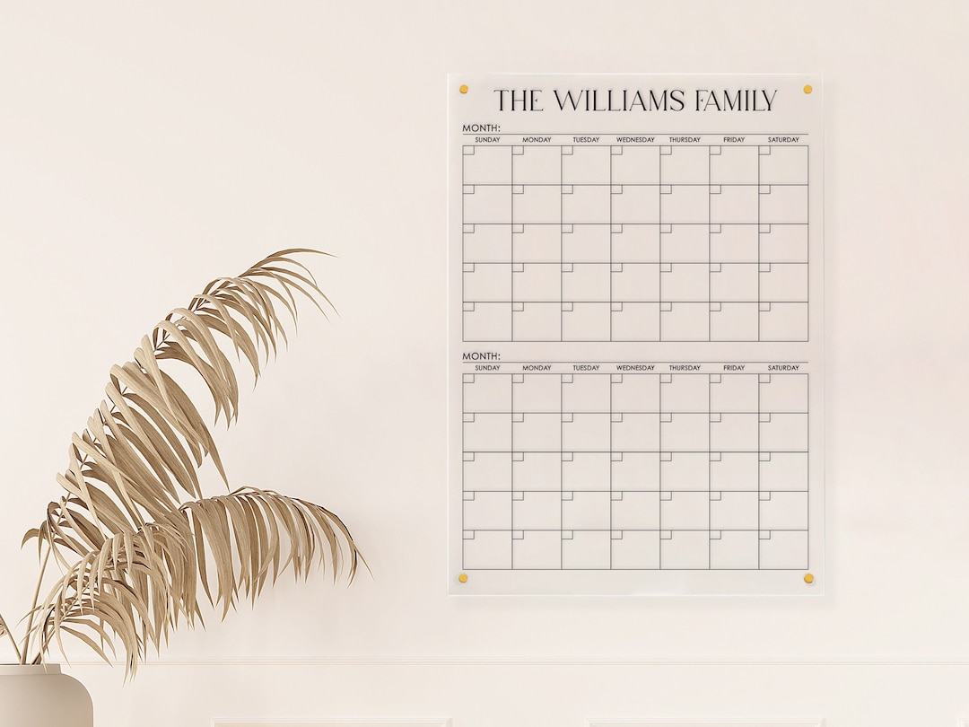 Personalized Acrylic Monthly Calendar | Perpetual Calendar | Floating ...