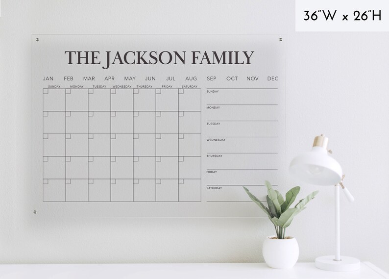 Personalized Acrylic Calendar Month & Week Floating Wall - Etsy