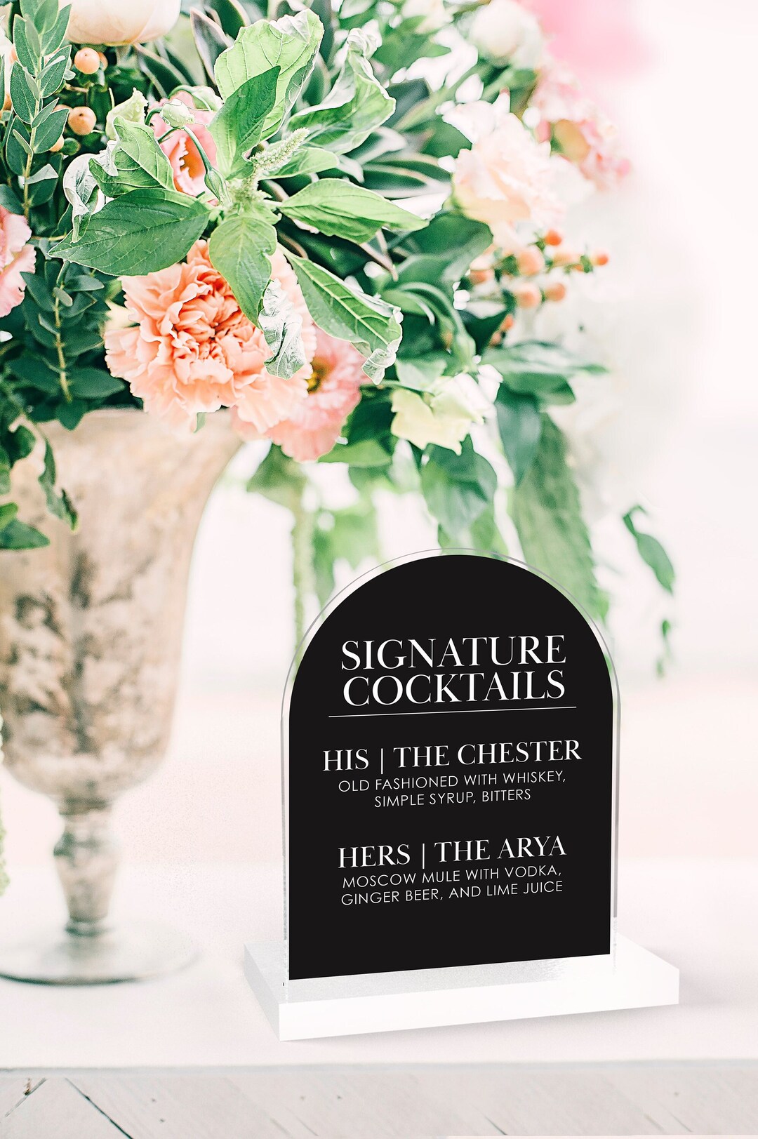 Personalized Acrylic Cocktail Sign | Arch | Wedding | Boho | Minimalist ...