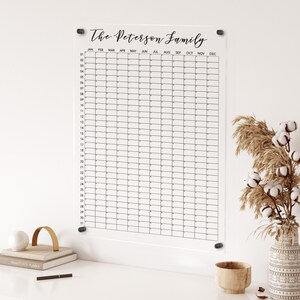 Personalized Yearly Calendar | Clear Acrylic Floating Wall Decor ...