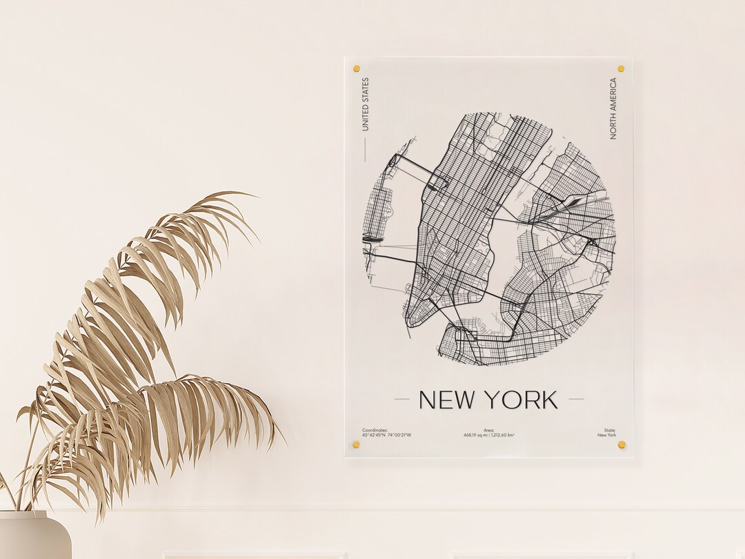 Personalized Acrylic City Map Wall Art: Minimalist Home Decor ...