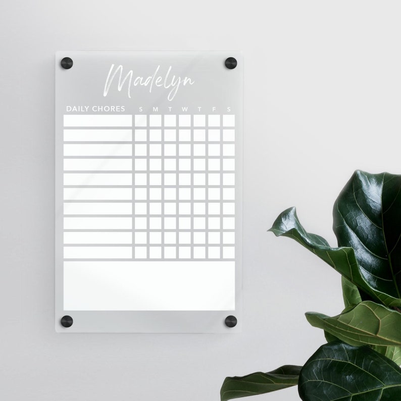 Personalized Acrylic Chore Chart for One Kid | Weekly Chores ...