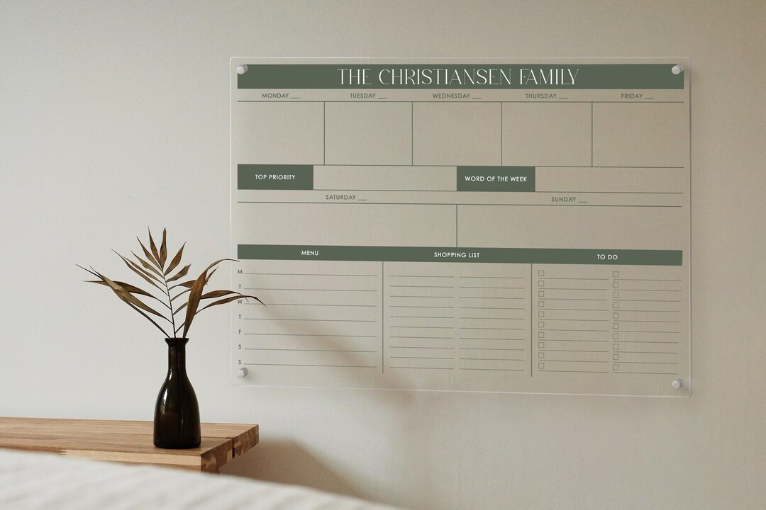 Personalized Acrylic Weekly Calendar | Priority Planner | Word of the ...