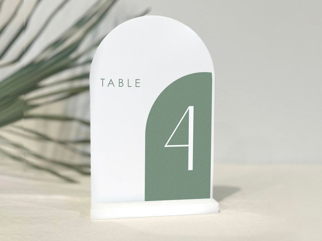 White Acrylic Arch Table Number | Wedding Table Number | Art Deco ...