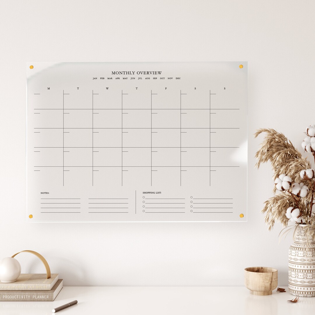 Personalized Acrylic Monthly Wall Calendar W/ Lists | Collaboration ...