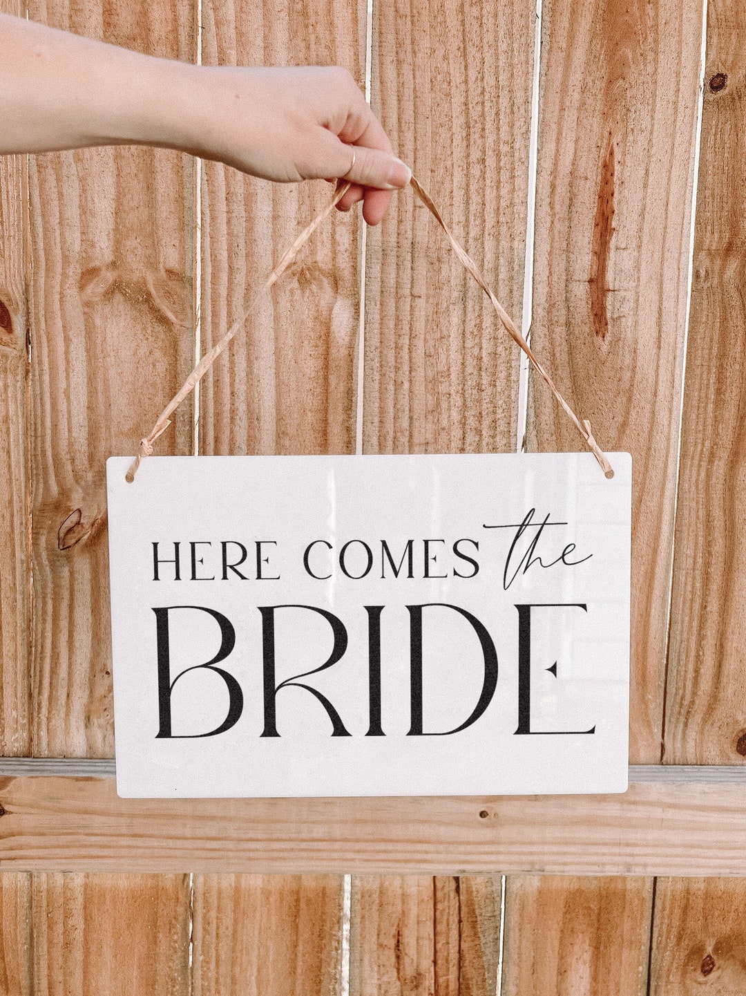Customizable Acrylic "here Comes the Bride" Hanging Sign | Bride Entry ...