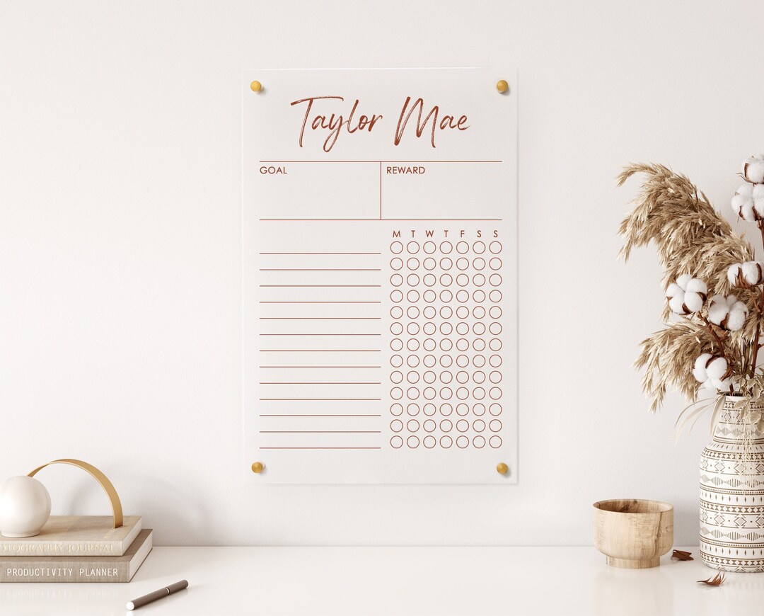 Personalized Acrylic Habit Tracker W/ Print Color Option | Goal ...