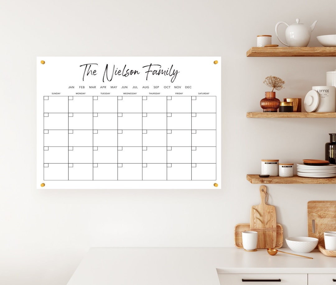 Personalized White Acrylic Calendar | Floating Wall Decor ...