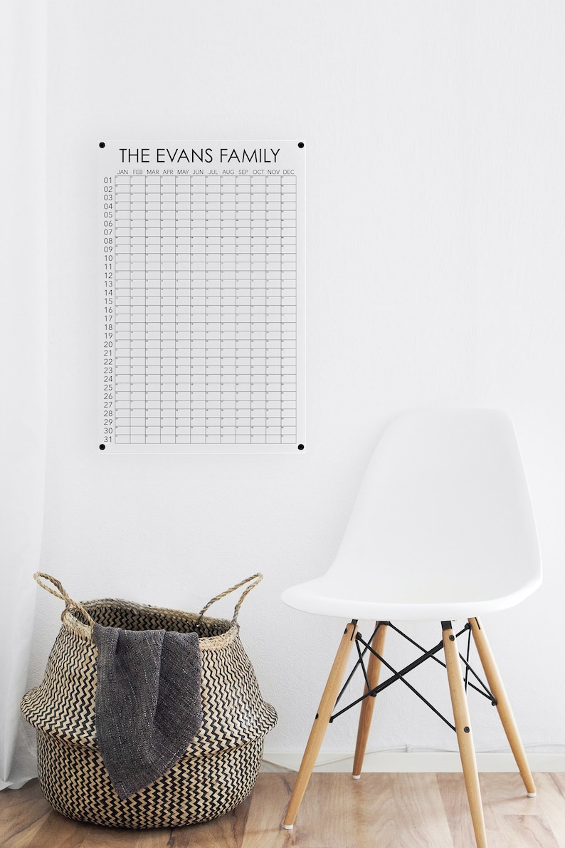 Personalized Yearly Calendar Clear Acrylic Floating Wall - Etsy
