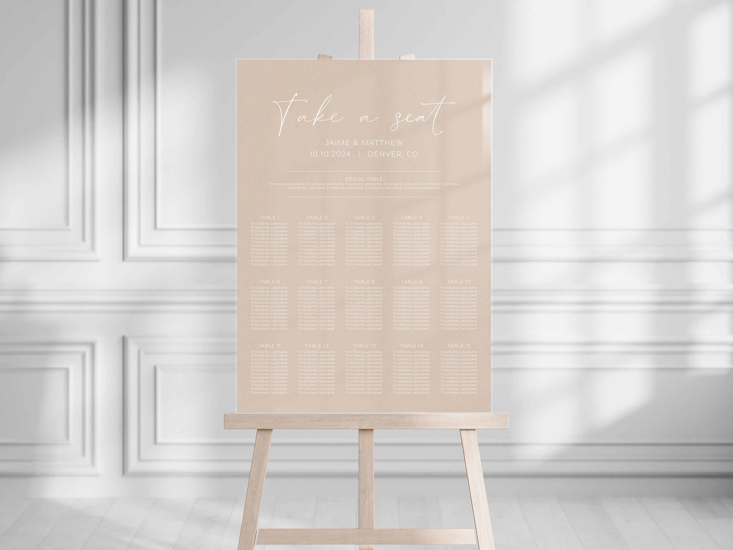 Personalized Weddingseating Chart | 15 Tables | 180 Guests | Rectangle ...