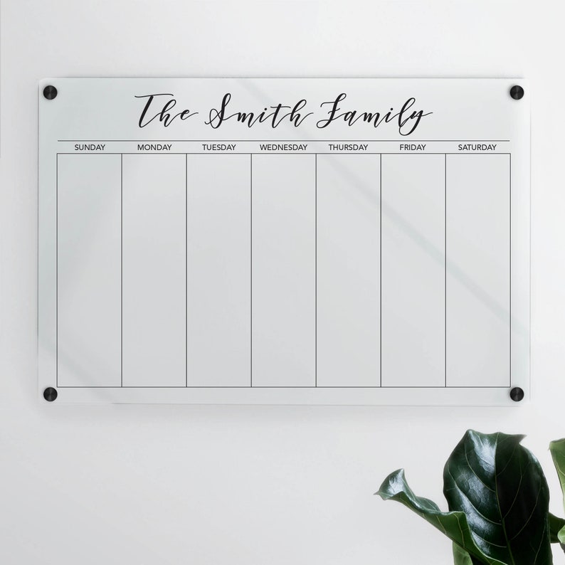 Personalized Acrylic Weekly Calendar Floating Wall Decor - Etsy