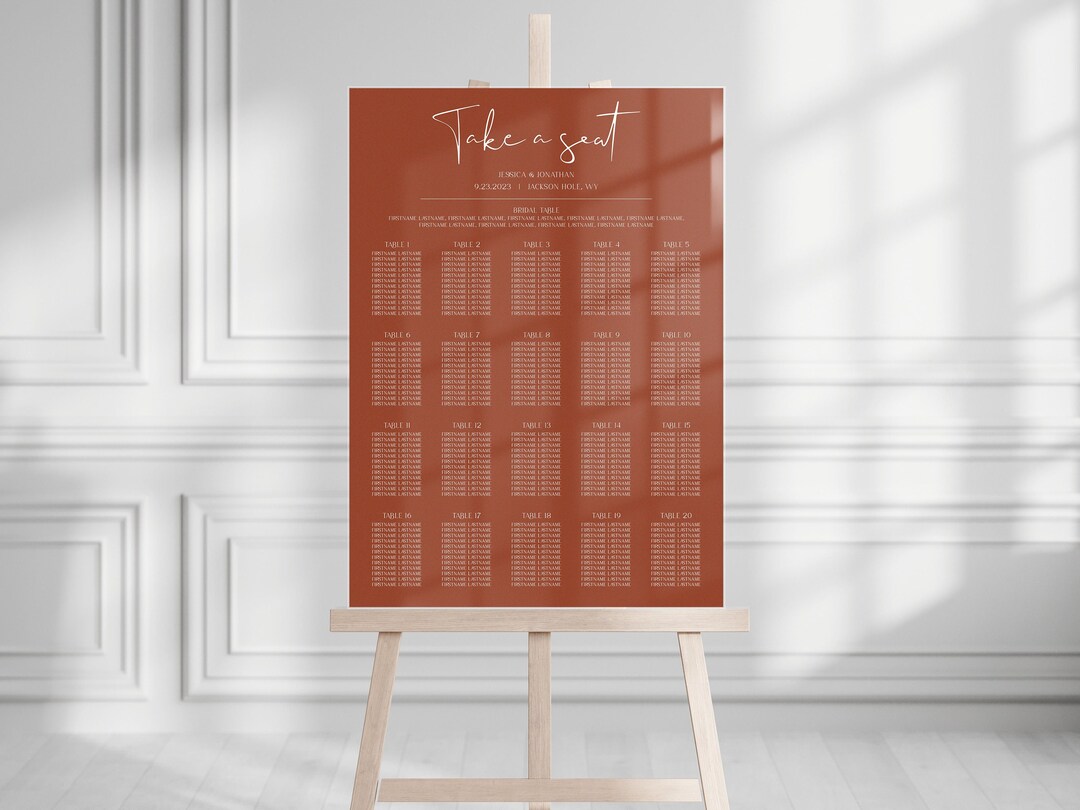 Personalized Acrylic Seating Chart for Wedding | 20 Tables | 240 Guests ...