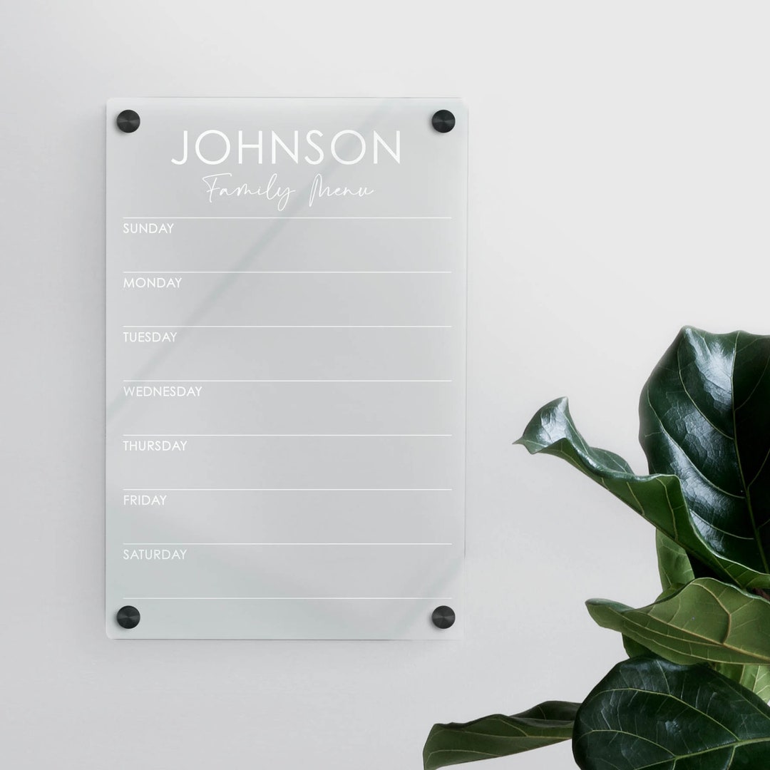 Personalized Acrylic Family Menu Board | Floating Wall Decor - Etsy