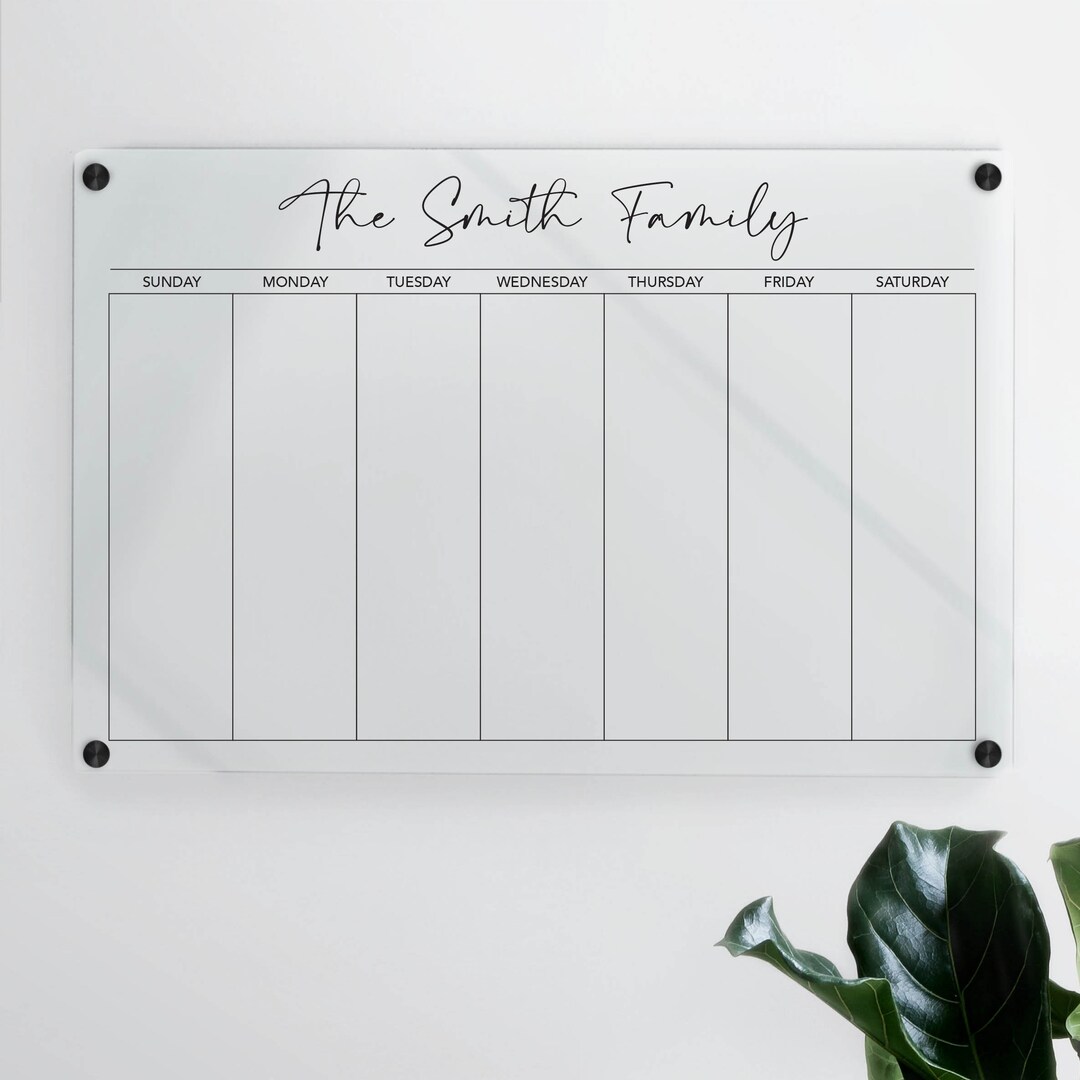 Personalized Acrylic Weekly Calendar | Floating Wall Decor ...