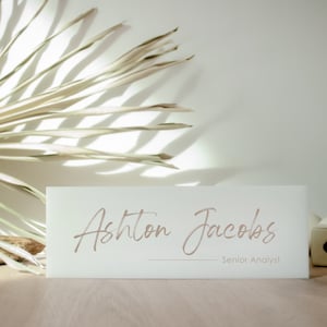 Custom White Acrylic Desk Nameplate | 10" X 3.5" X 1" | Office Decor ...