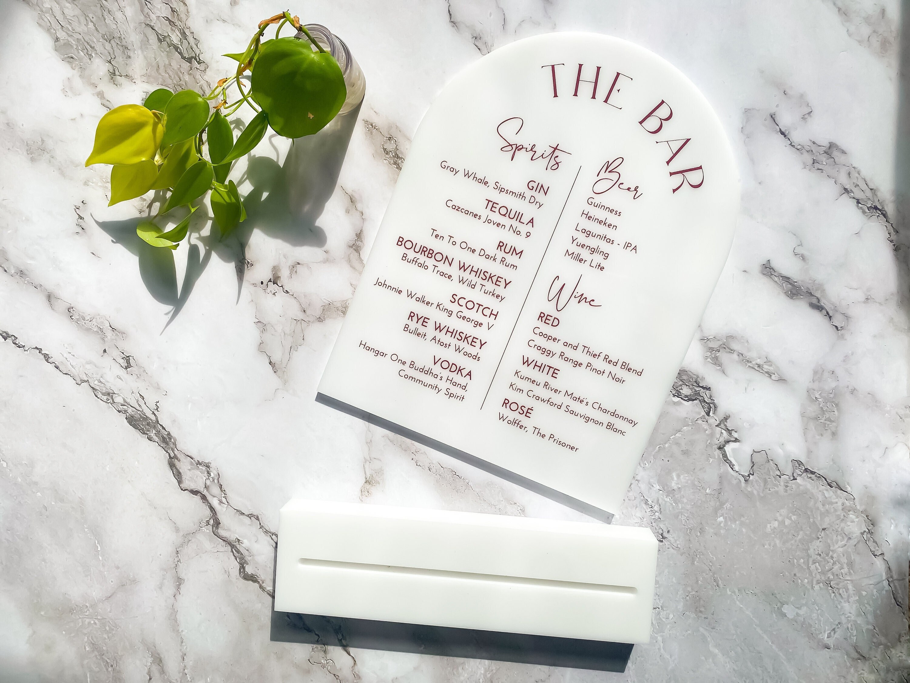 Personalized White Acrylic Bar Sign Half Arch Wedding - Etsy