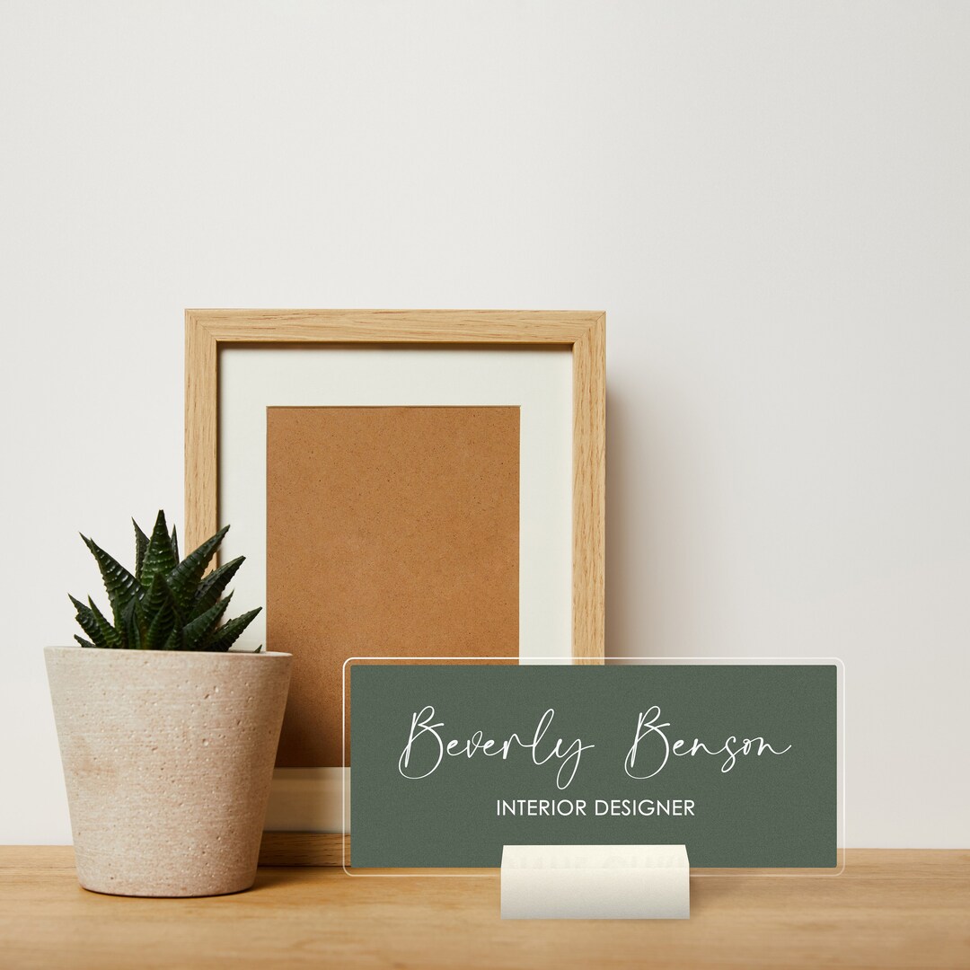 Personalized Acrylic Desk Nameplate | Rectangle | Office Decor | Job ...
