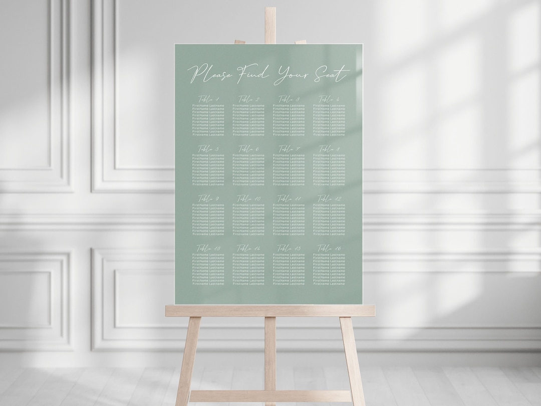Personalized Acrylic Seating Chart for Wedding | 16 Tables | 128-160 ...
