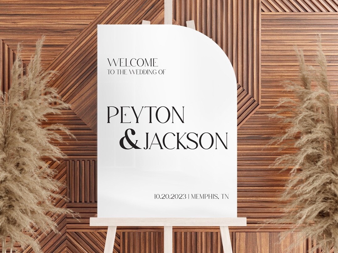 Personalized White Acrylic Welcome Sign | Half Arch | Wedding Decor ...