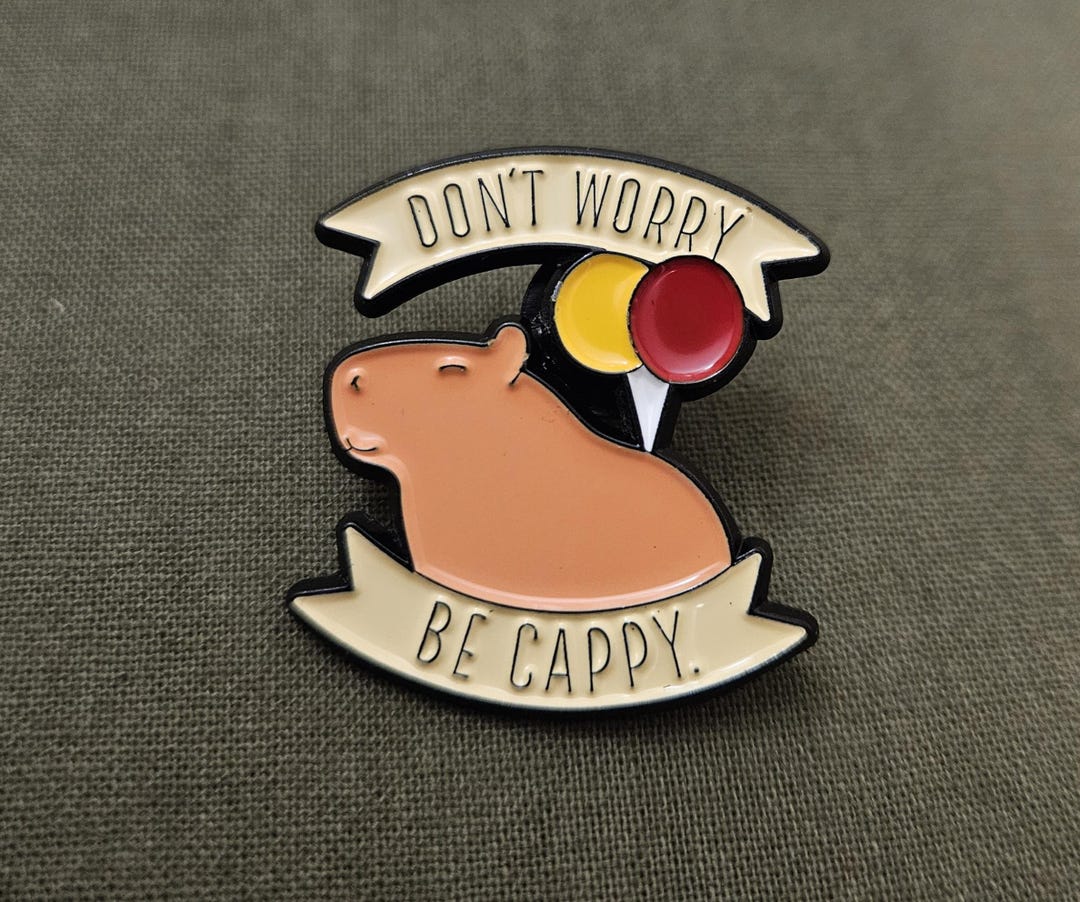 Capybara Don't Worry Be Cappy Enamel Pin Push Back Pin Badge - Etsy