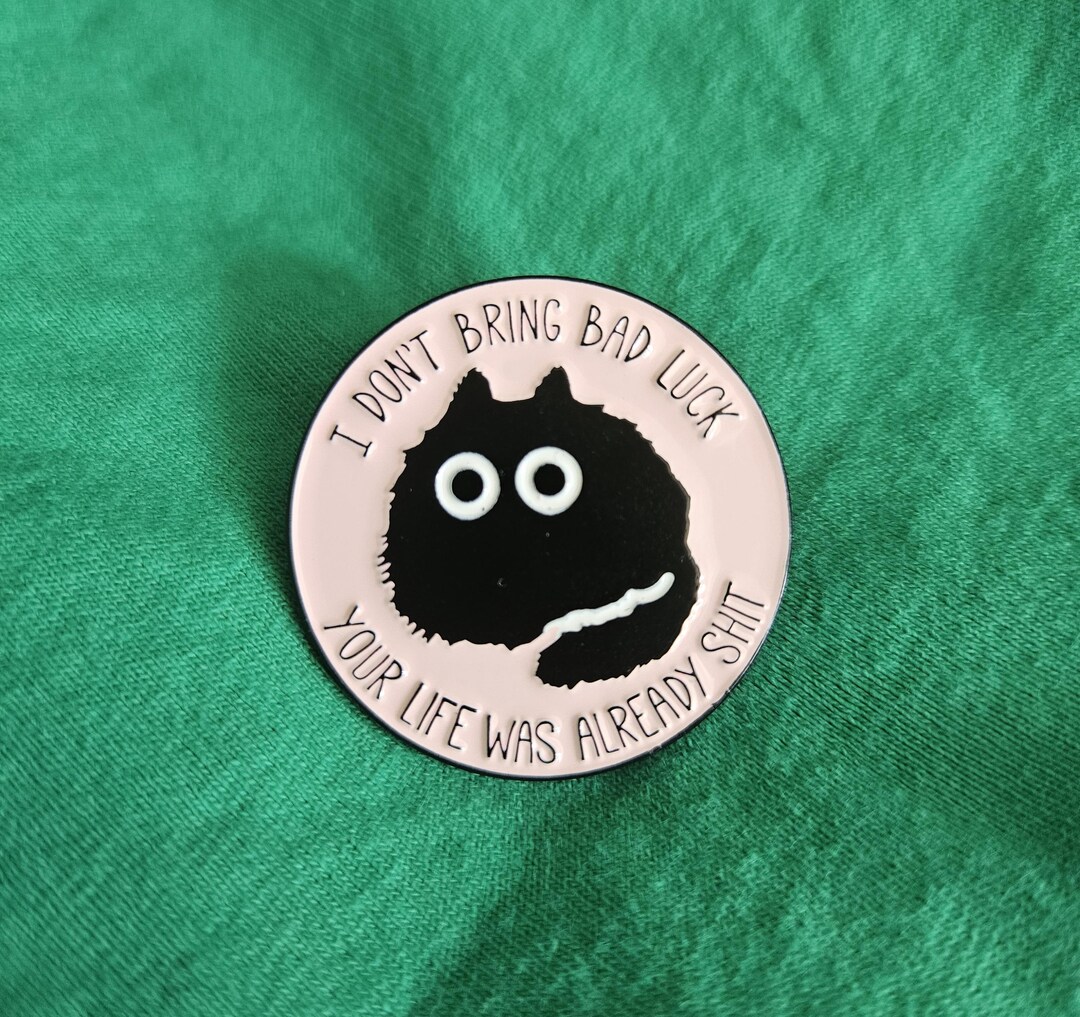 Black Cat Enamel Pin Push Back Pin Badge - Etsy
