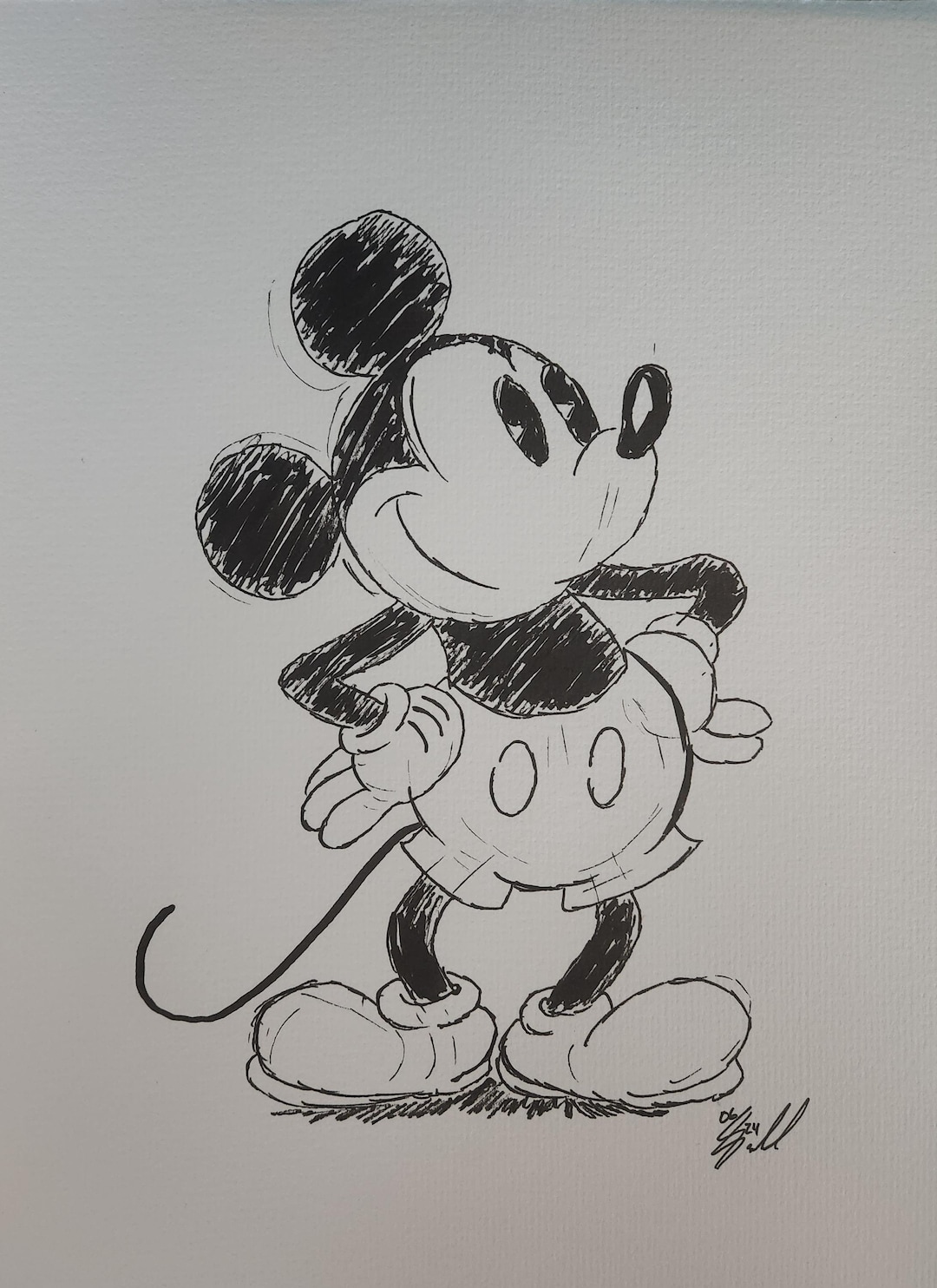 Hand Drawn and Inked Classic Mickey Mouse - Etsy