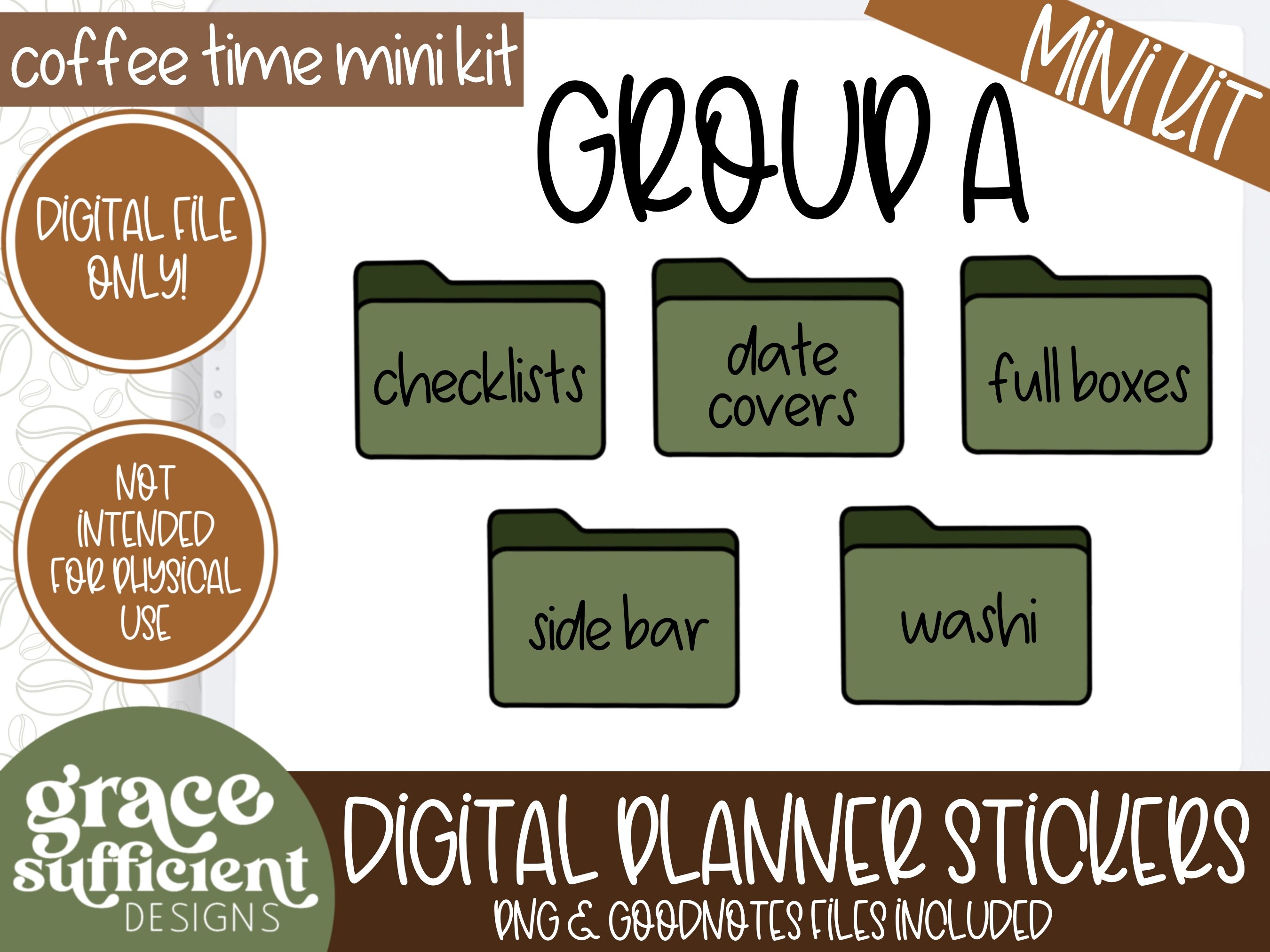 Coffee Time MINI KIT, DIGITAL Planner Stickers, Coffee, Coffee Shop, Coffee House, Hand Drawn ...