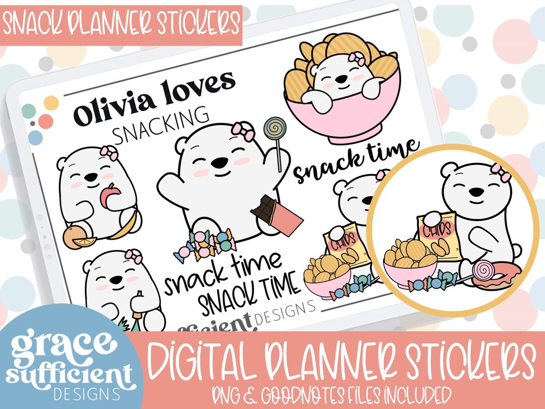 Olivia Loves Snacking DIGITAL PLANNER STICKERS, Snacks, Veggies, Fruit ...
