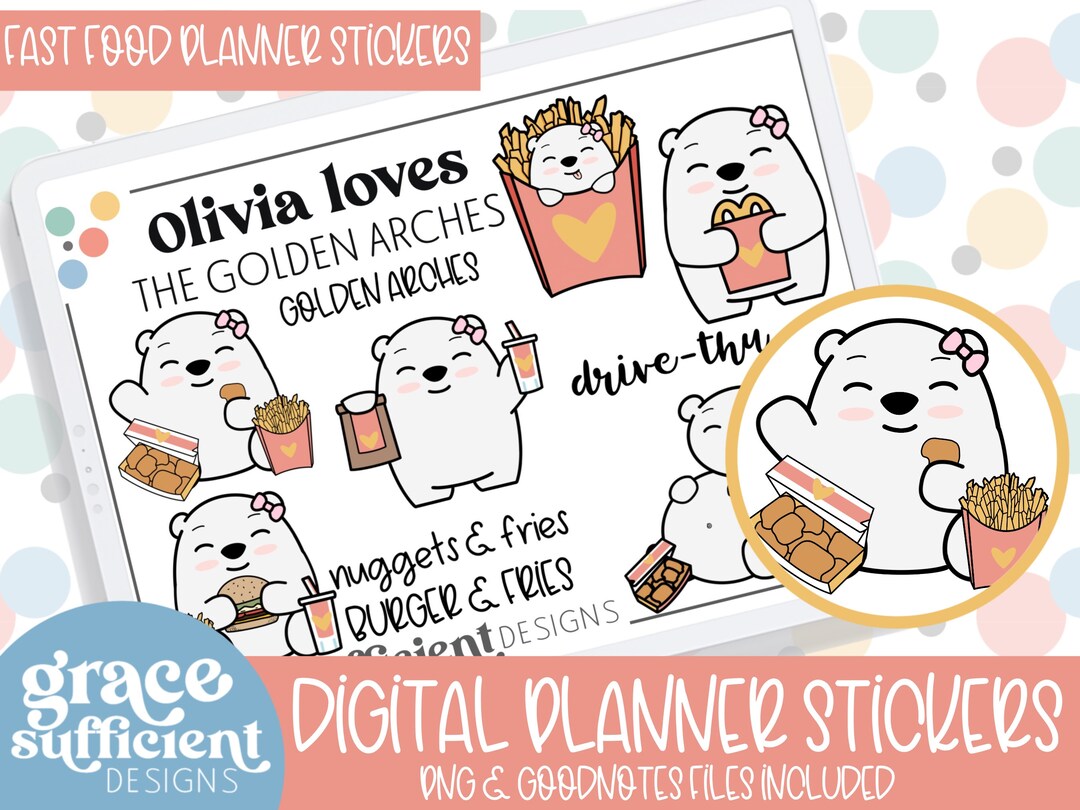 Olivia Loves the Golden Arches DIGITAL PLANNER STICKERS, Nuggets ...