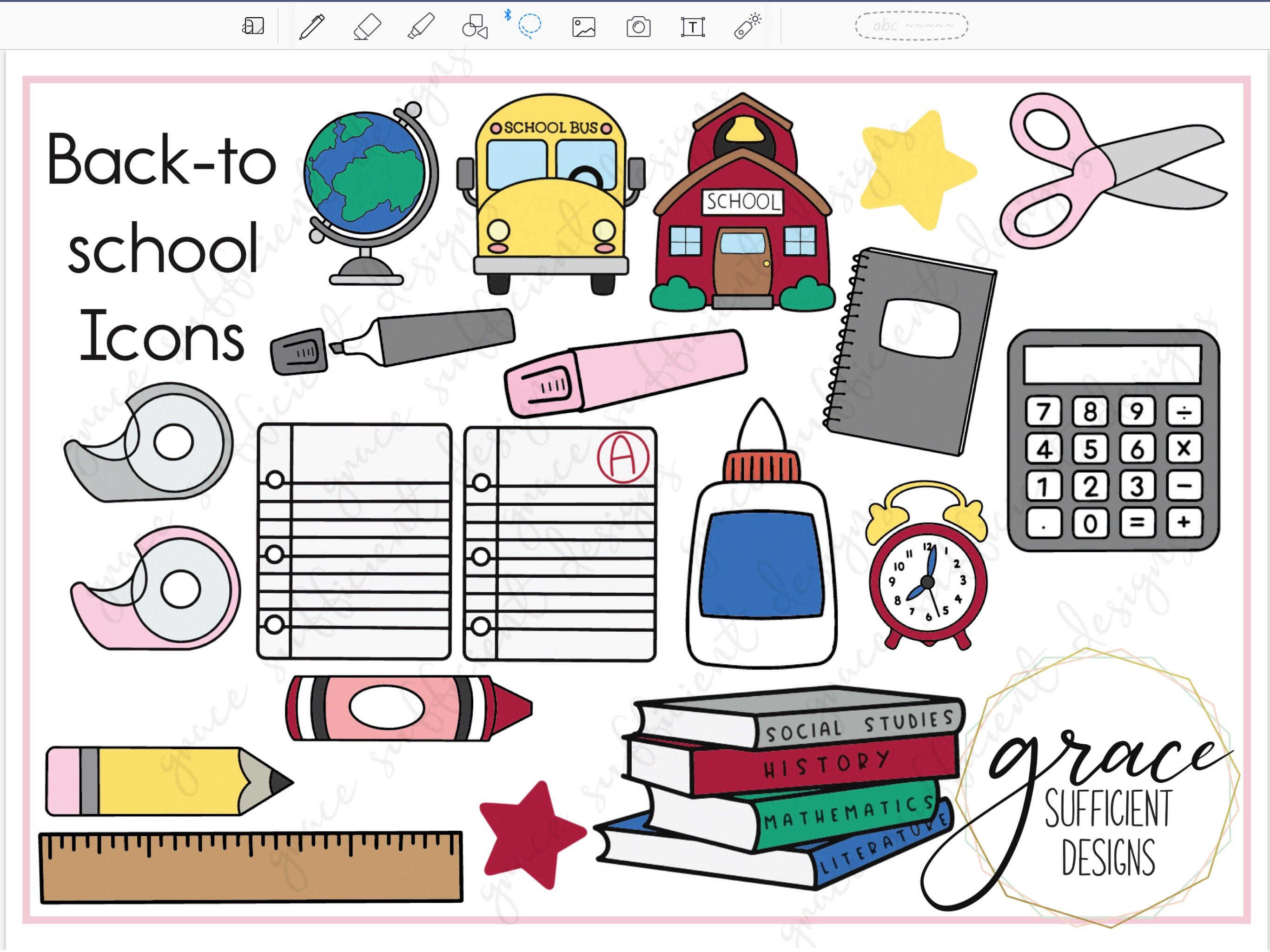 Olivia Goes to School BUNDLE OVER 200 STICKERS Digital - Etsy