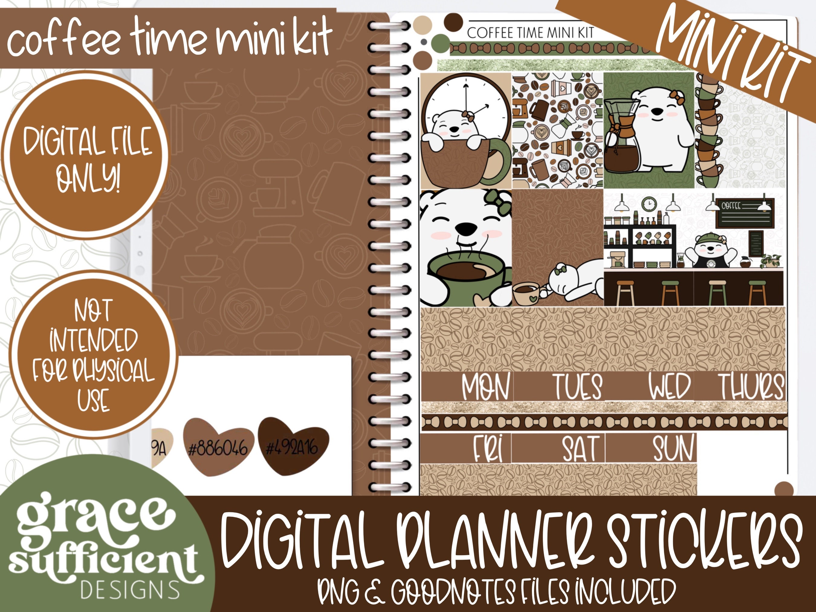 Coffee Time MINI KIT, DIGITAL Planner Stickers, Coffee, Coffee Shop ...