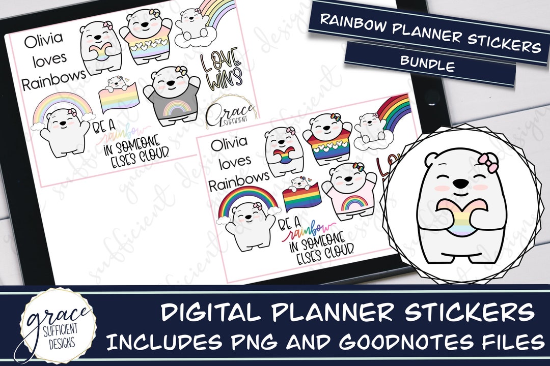 OLIVIA LOVES RAINBOWS Bundle, Digital Planner Stickers, Rainbow, Pride ...