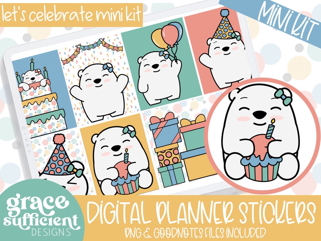 Let's Celebrate MINI KIT, DIGITAL Planner Stickers, Birthday, Holiday ...