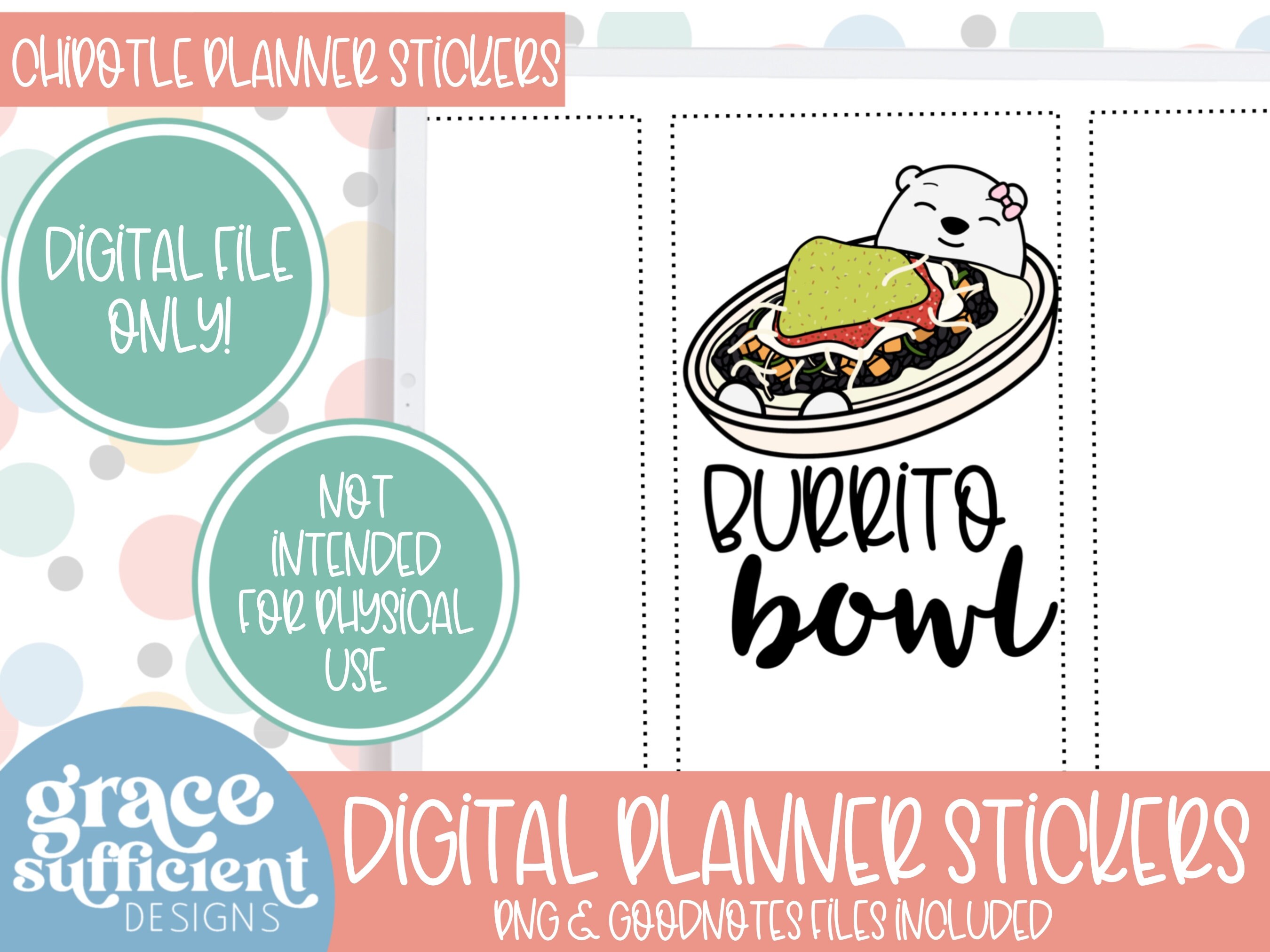 Olivia Loves Chipotle DIGITAL PLANNER STICKERS, Burritos, Tacos, Chips ...