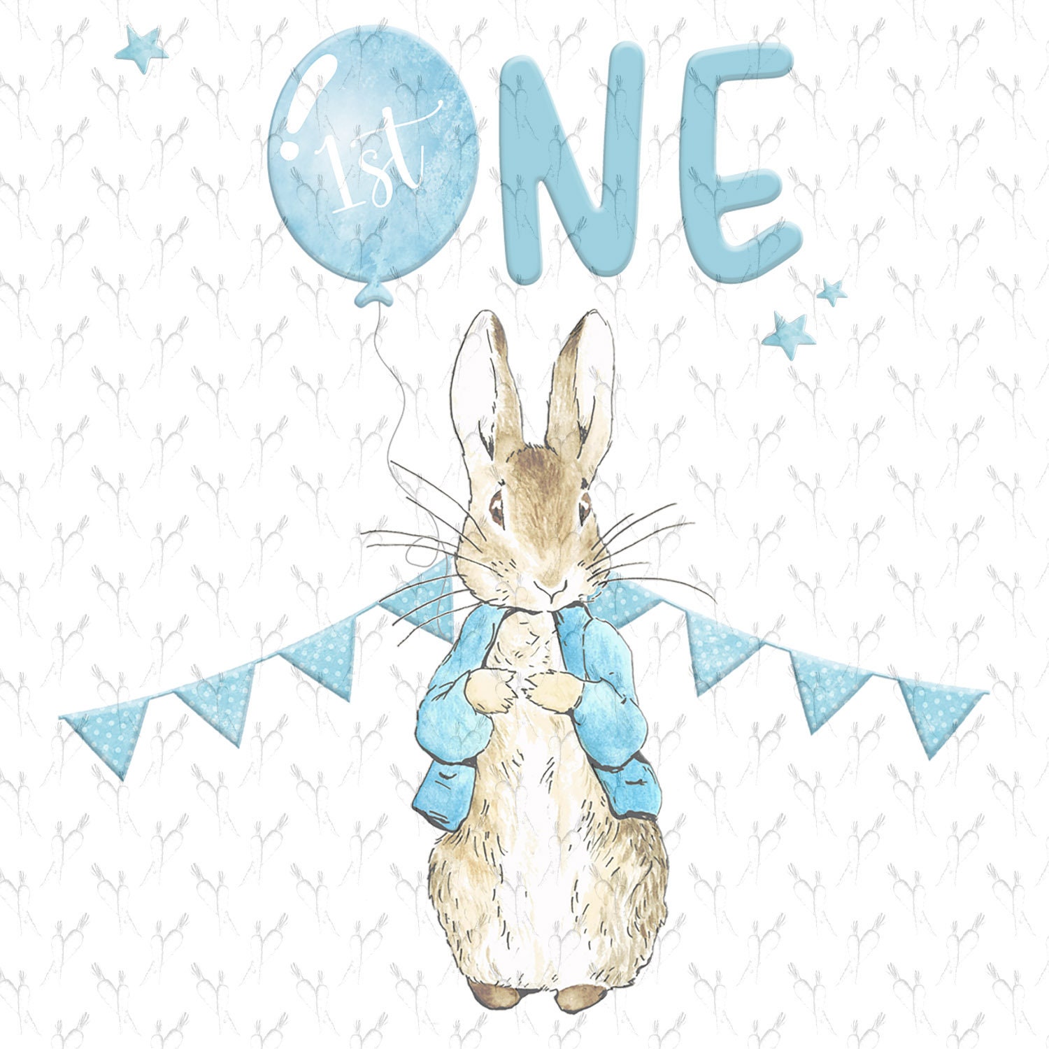 Peter Rabbit First Birthday Digital PNG Balloon Design - Etsy UK
