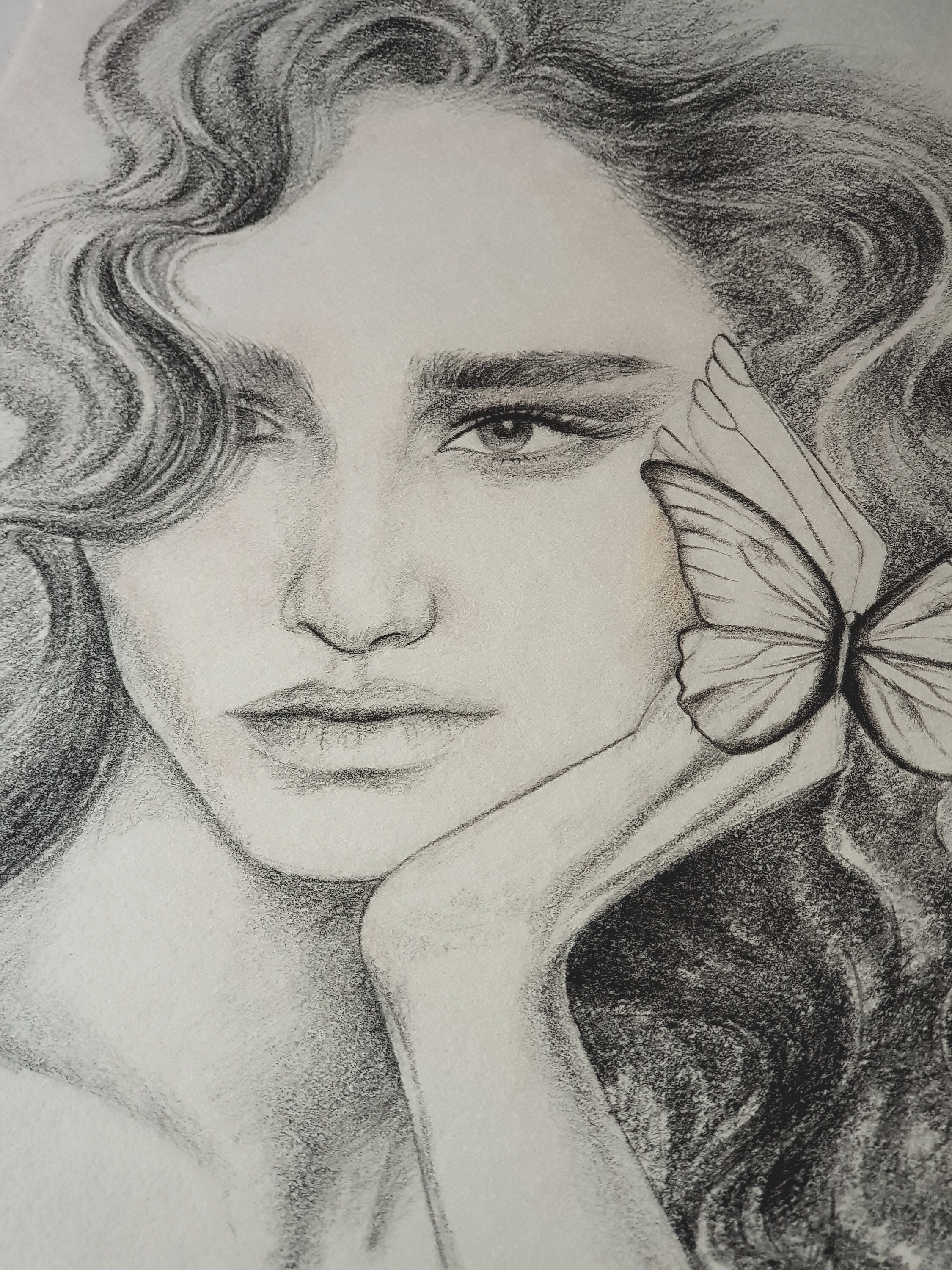 Shaded Pencil Drawing Of Girl