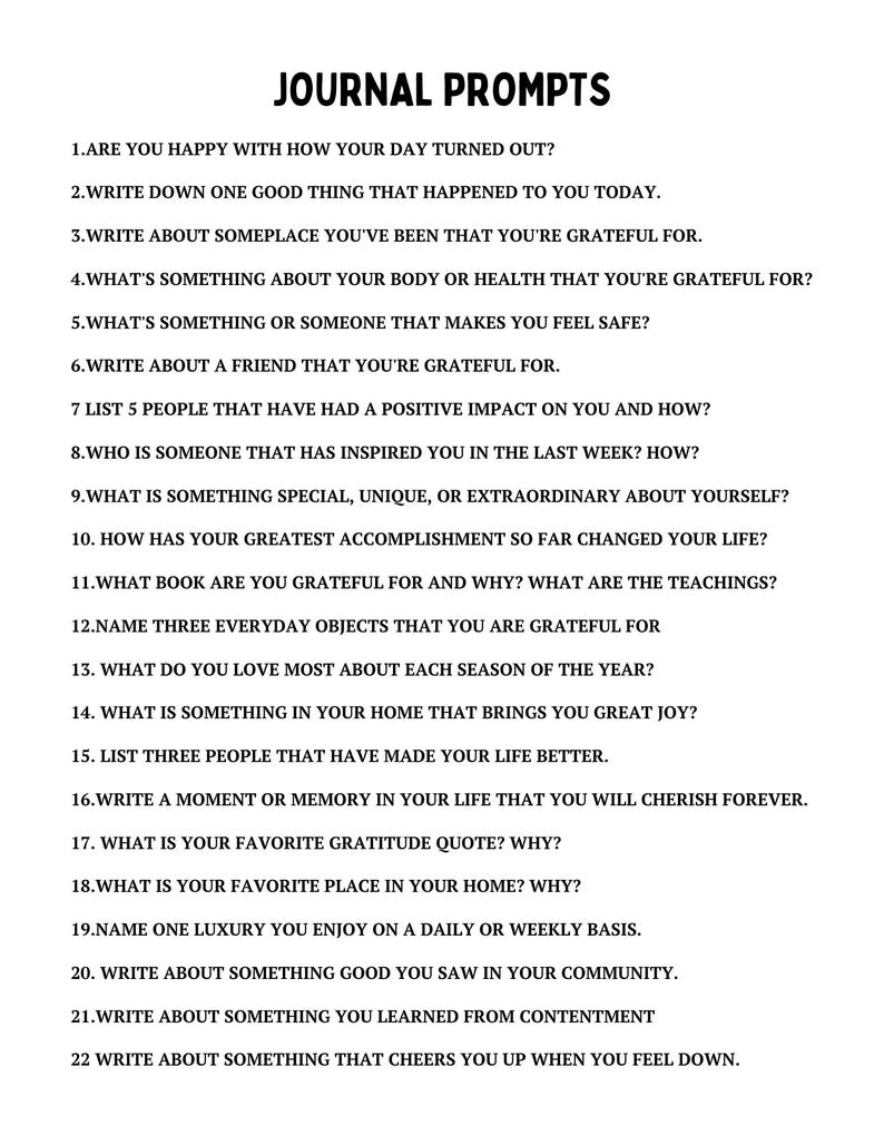 120 Gratitude Journal Prompts | Printable Daily Writing Prompts ...