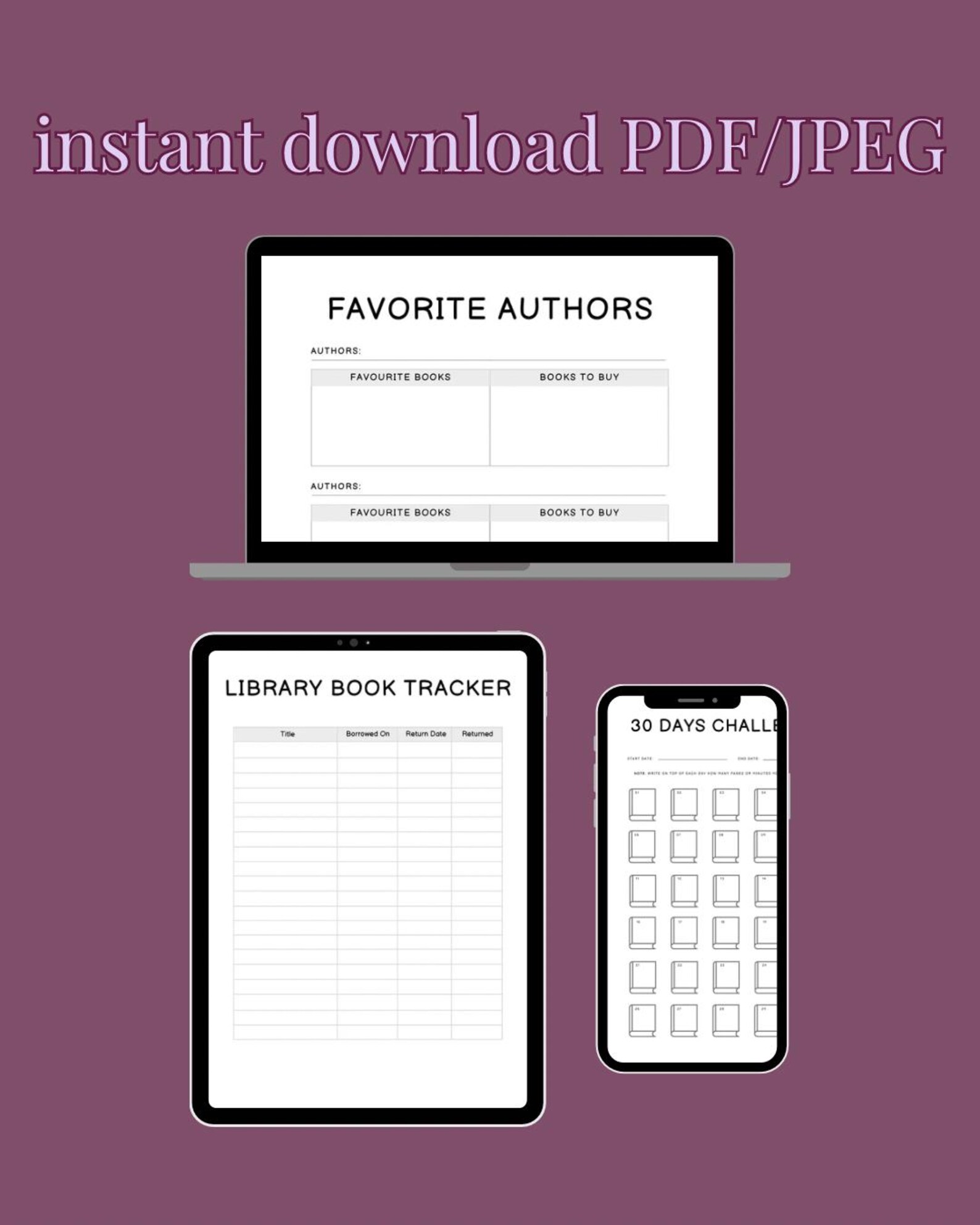 Digital Reading Planner | Book Tracker | Reading Journal | Annotated ...