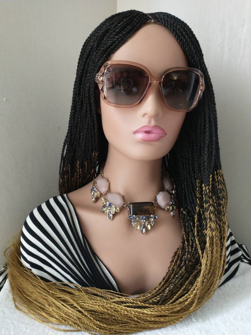Black and Gold Wig Micro Braids Wig Cornrow Wigone Million - Etsy