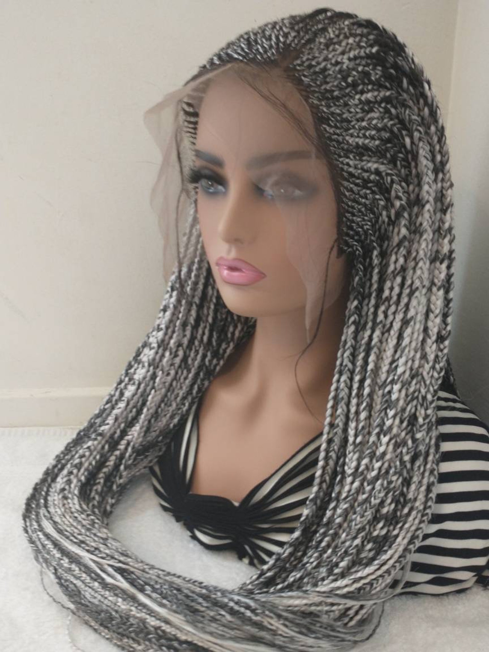 Gray Cornrow Braided Wig Braided Wigbox Braids Wig Etsy