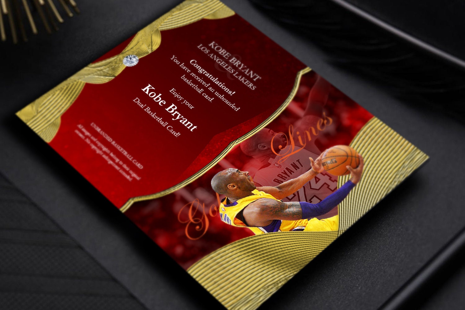 Golden Lines Kobe Bryant Los Angeles Lakers Dual Prism Unbranded NBA ...