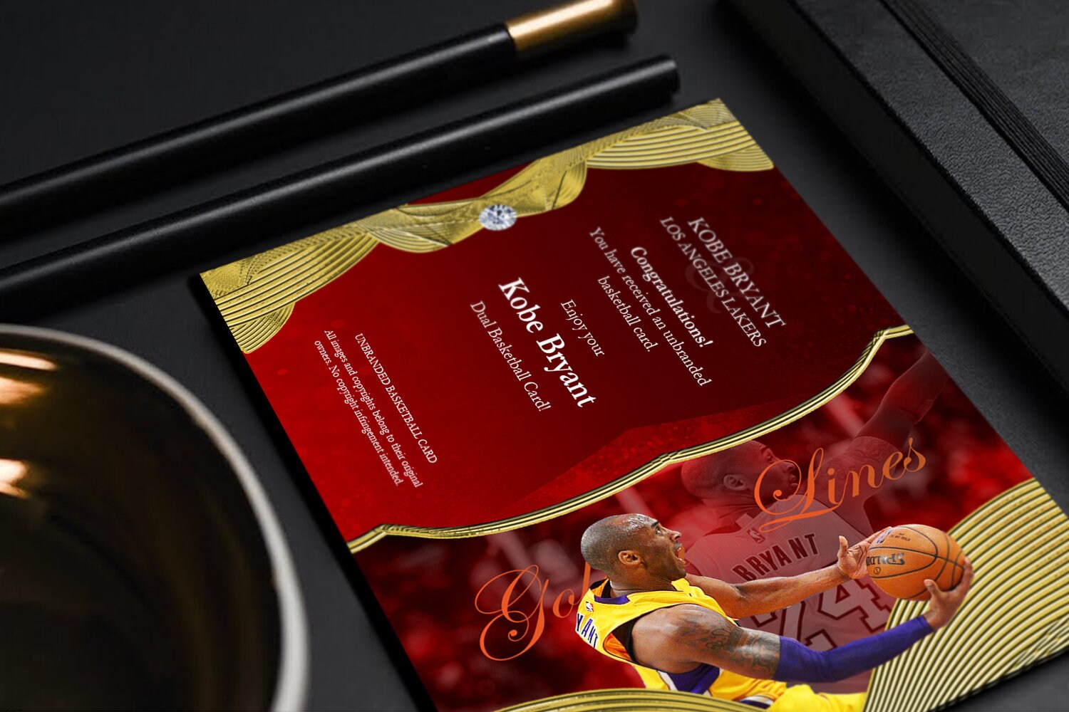 Golden Lines Kobe Bryant Los Angeles Lakers Dual Prism Unbranded NBA ...