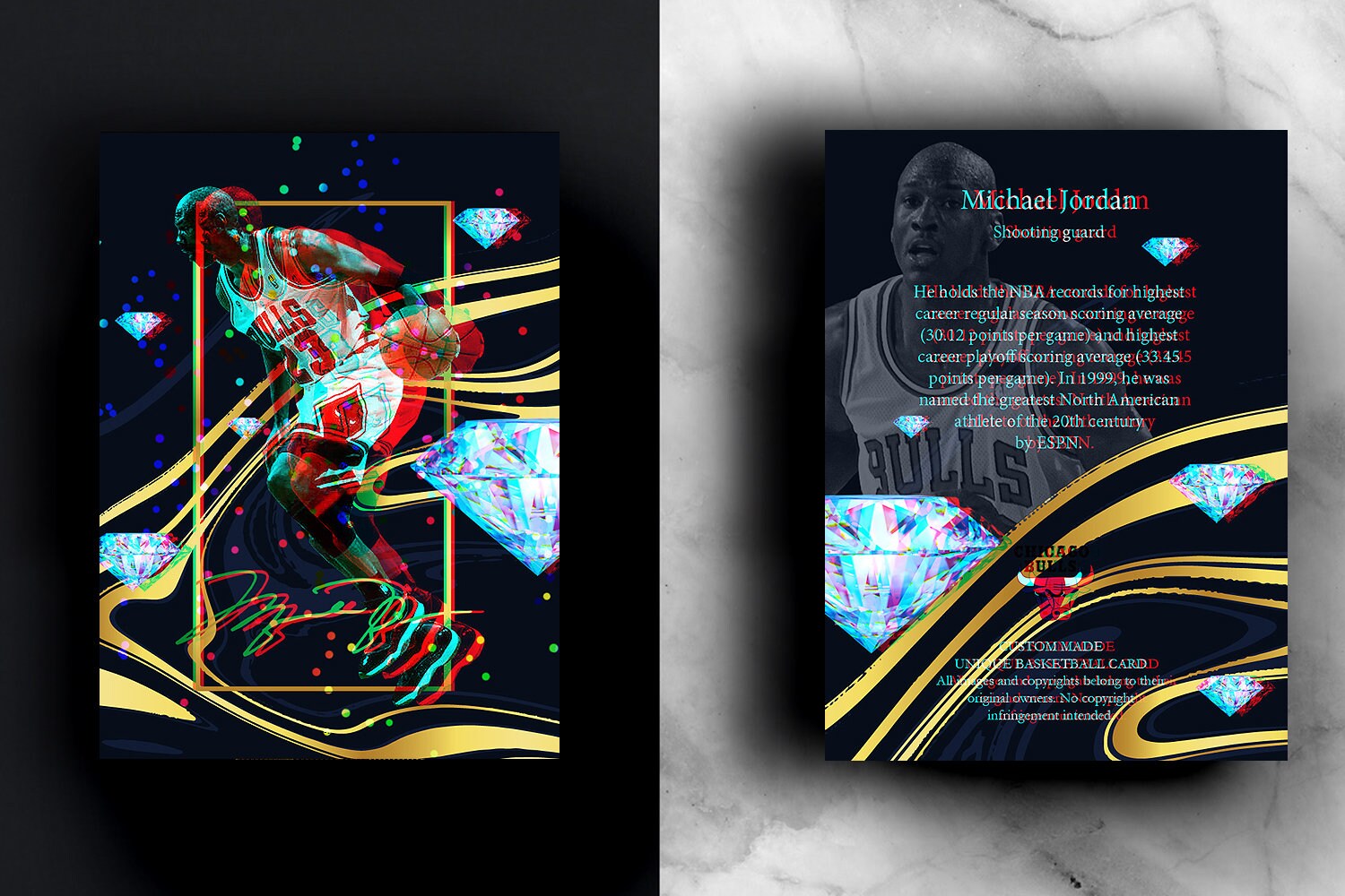 Diamonds Michael Jordan Chicago Bulls Prism Unbranded Anaglyph 3D ...
