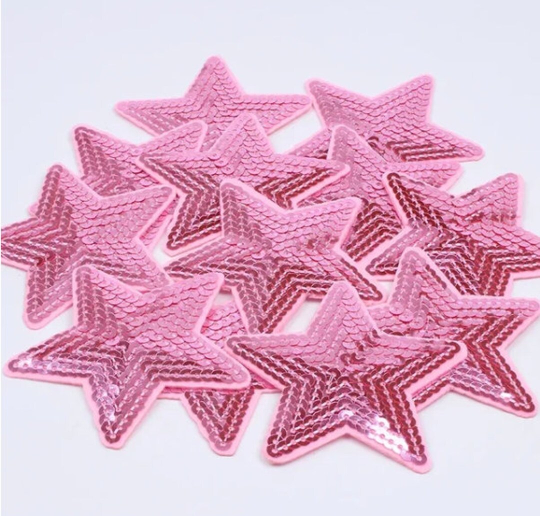 Sequined Star Patch Pink Star Patch Iron-on Oversized Pink Star Applique for Clothes Patch Girls ...