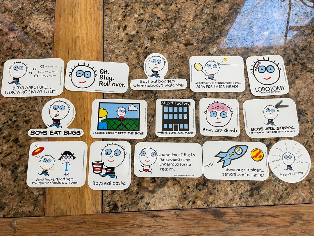 Complete Set of 15 Boys Are Smelly David & Goliath Stickers - Etsy