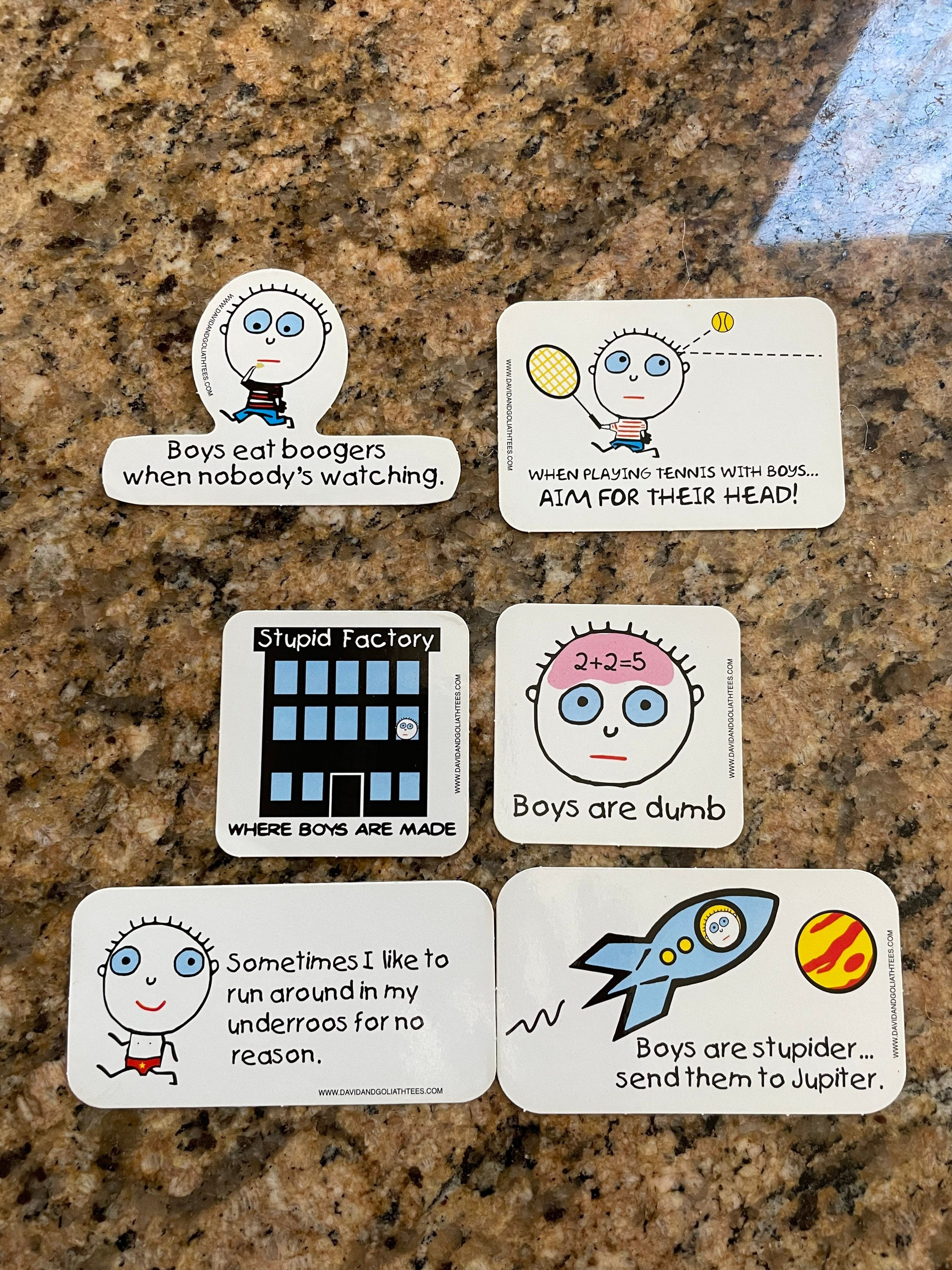 Complete Set of 15 Boys Are Smelly David & Goliath Stickers - Etsy