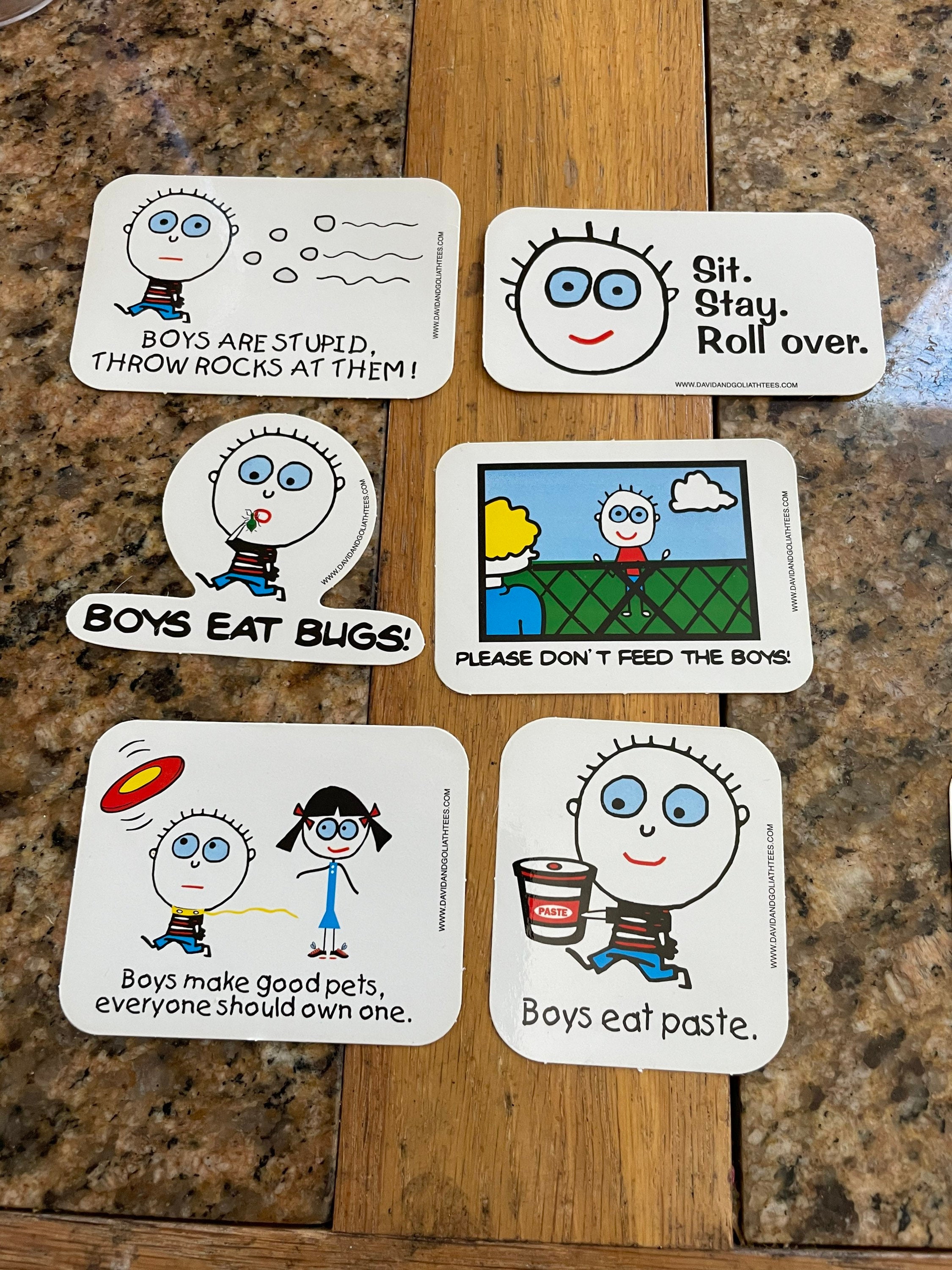 Complete Set of 15 Boys Are Smelly David & Goliath Stickers - Etsy