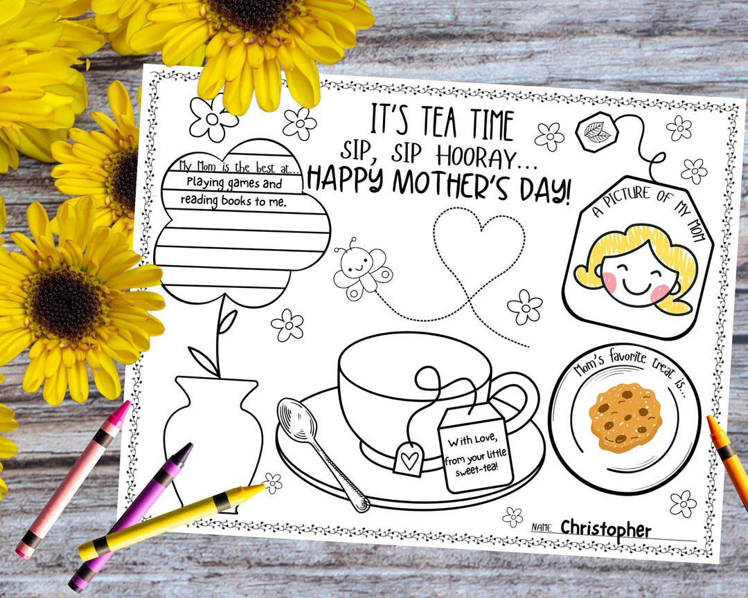 Mother's Day Placemat Printable, Mother's Day Tea, Mother's Day ...