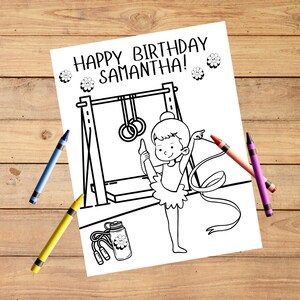 Gymnastics Coloring Pages, Personalized Birthday Printable Party ...