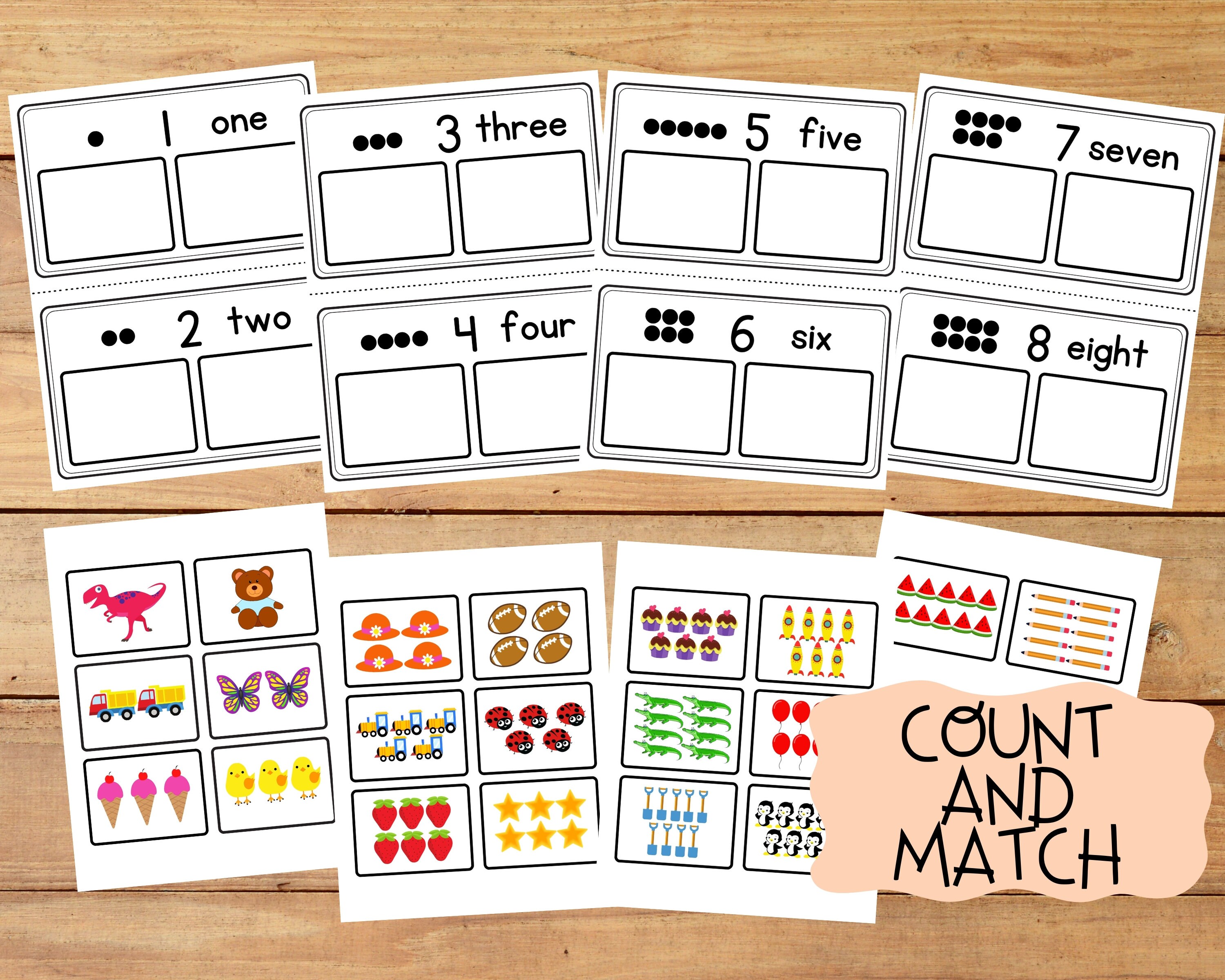 Number and Shape Matching Printable: Preschool Learning Activity - Etsy